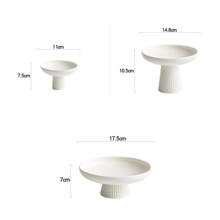 White Ceramic Ribbed Base Footed Bowl – Vanilla Shadows